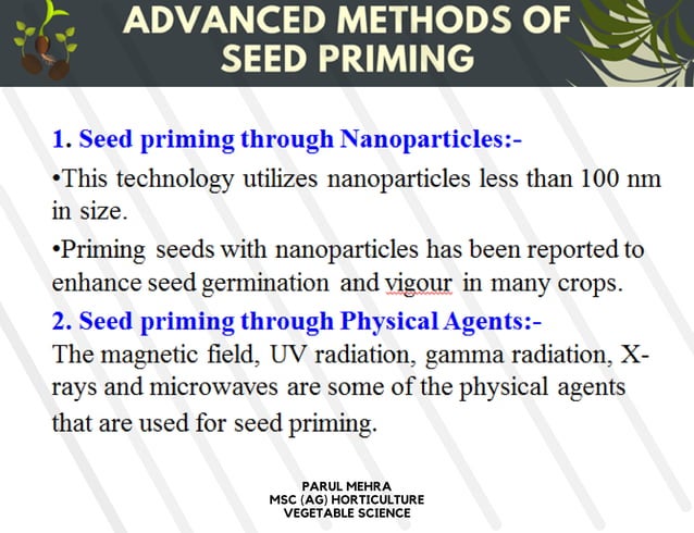 Advances in Seed priming | PDF | Agriculture | Industries