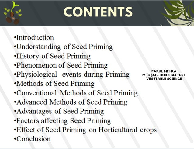 Advances in Seed priming | PDF | Agriculture | Industries