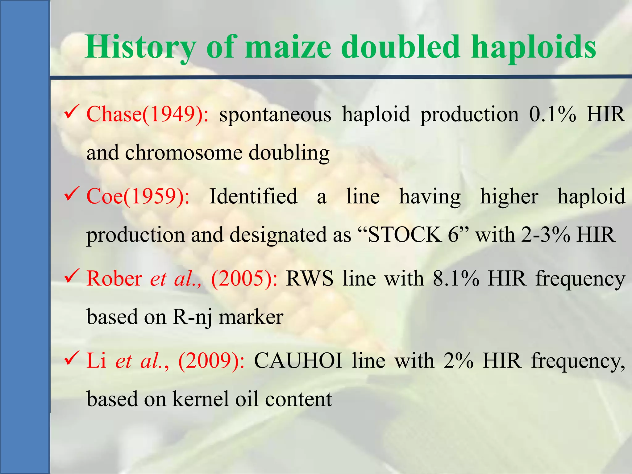 Doubled Haploid Technology for Line Development in Maize | PPTX