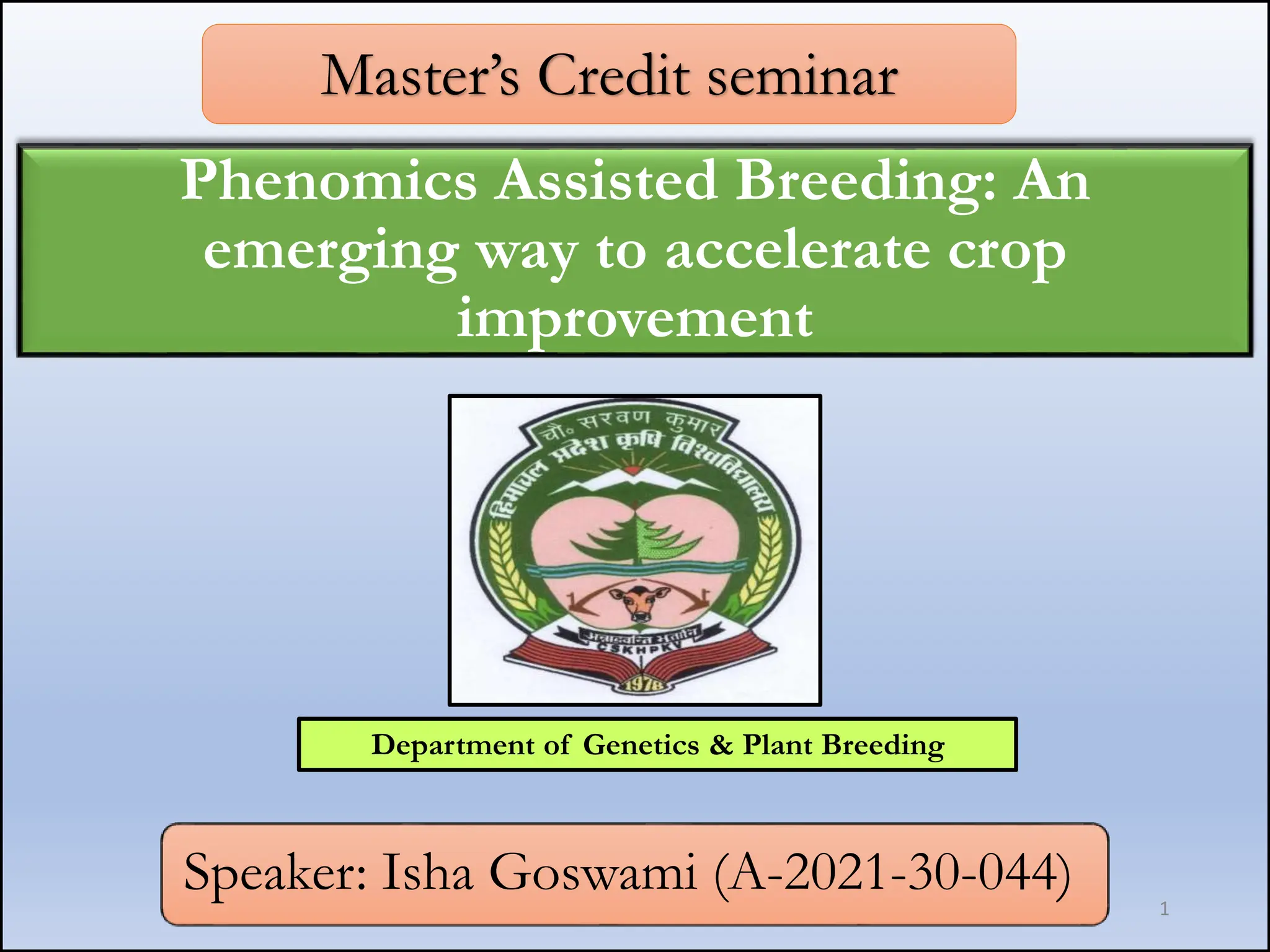 Phenomics assisted breeding in crop improvement | PPTX | Agriculture ...