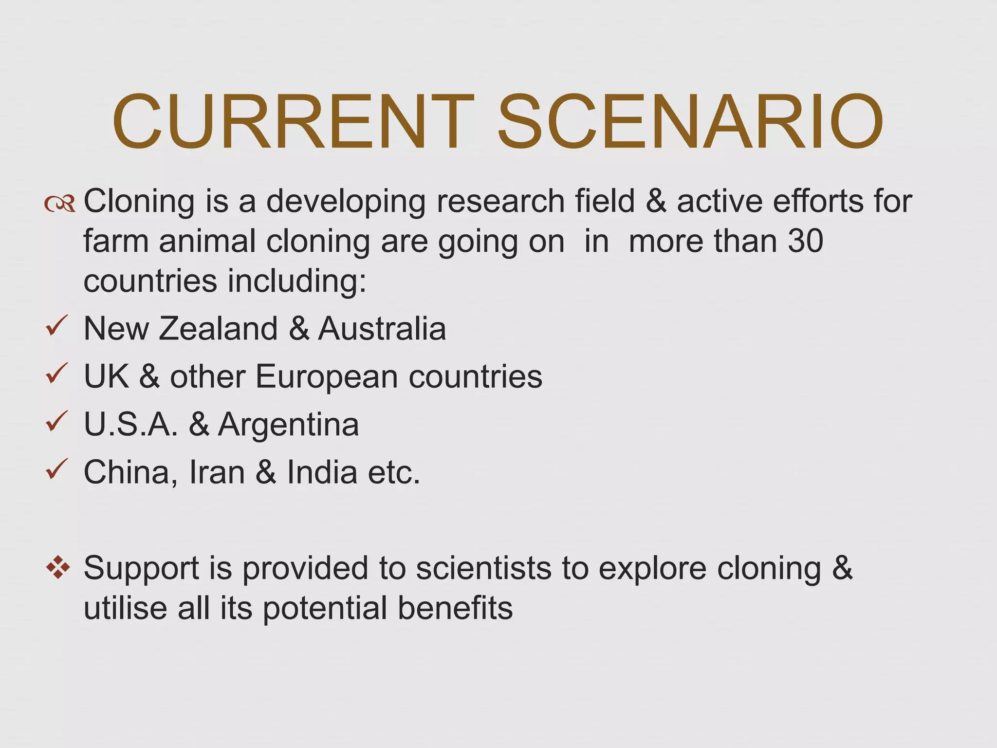 Animal Cloning Procedure, Problems and Perspectives | PPTX