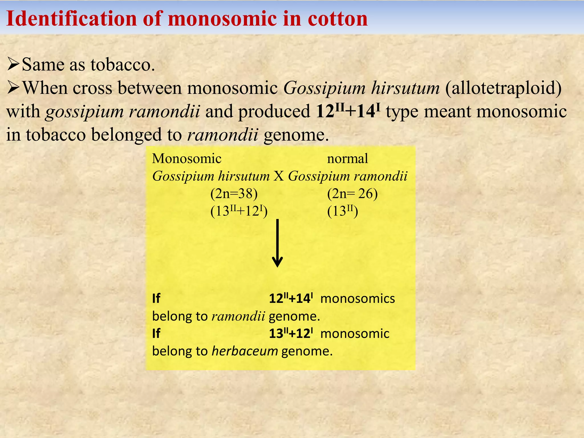 monosomics and their role in cytogenetics | PDF