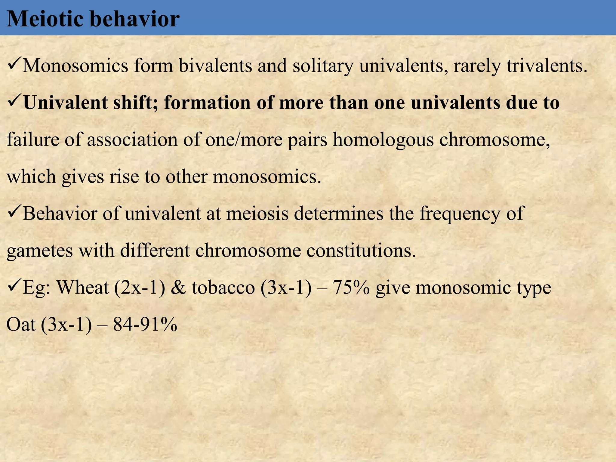 monosomics and their role in cytogenetics | PDF