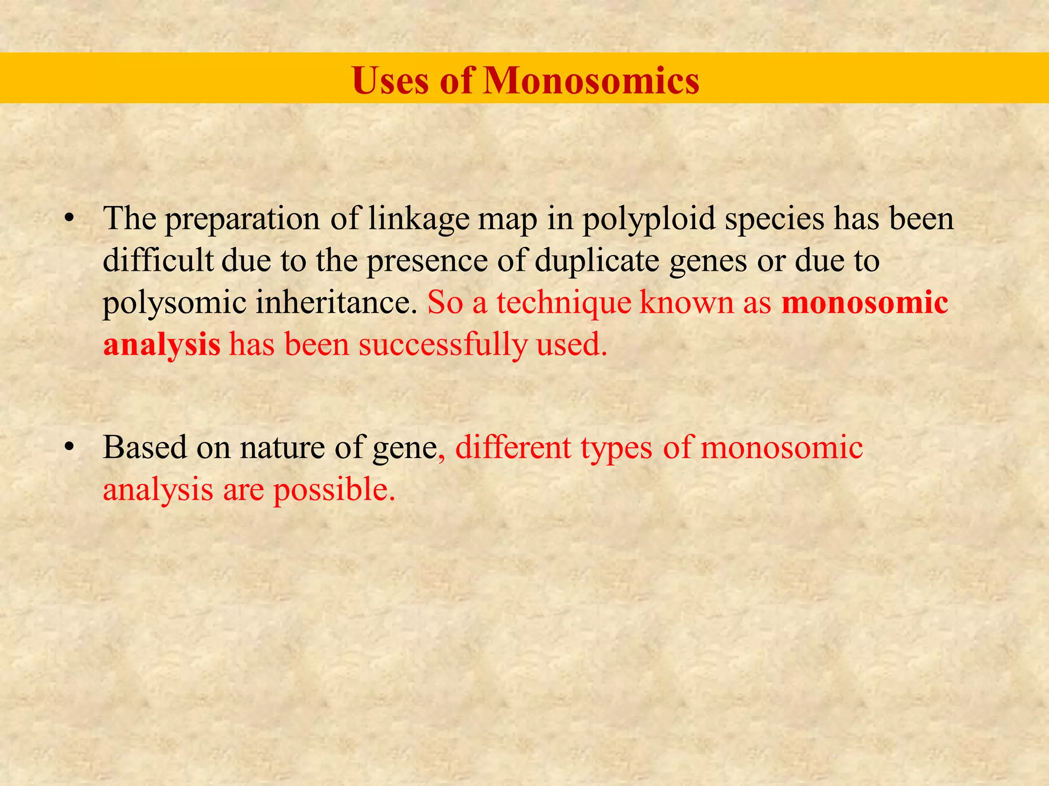 monosomics and their role in cytogenetics | PDF
