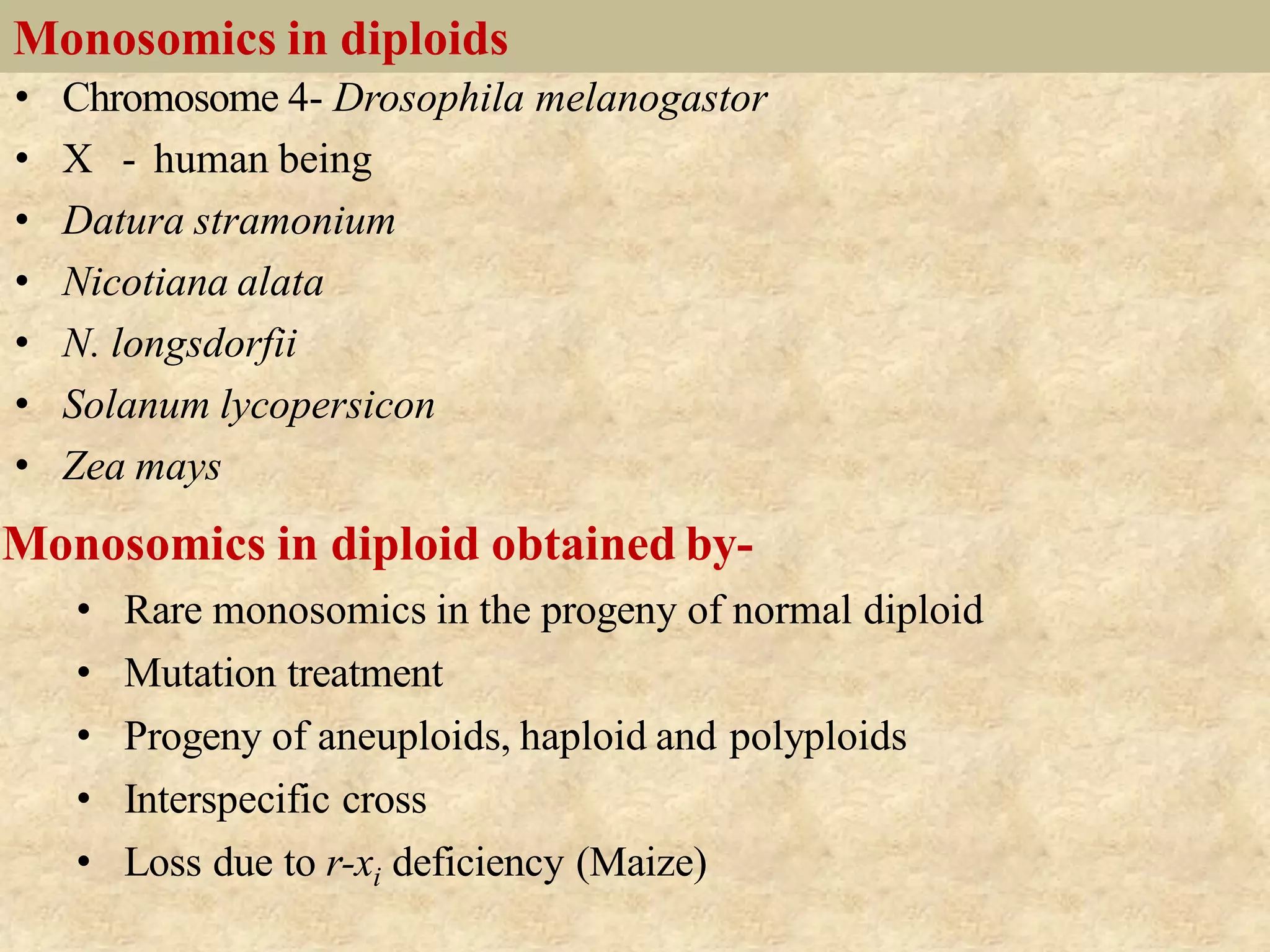 monosomics and their role in cytogenetics | PDF