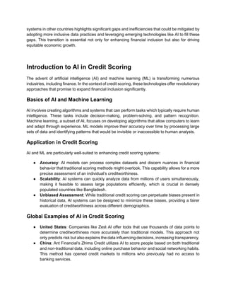 Credit Without Borders: AI and Financial Inclusion in Bangladesh | PDF