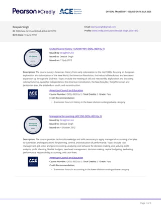 Credly by Pearson Transcript of Deepak (Danny) Singh July 16, 2025 | PDF