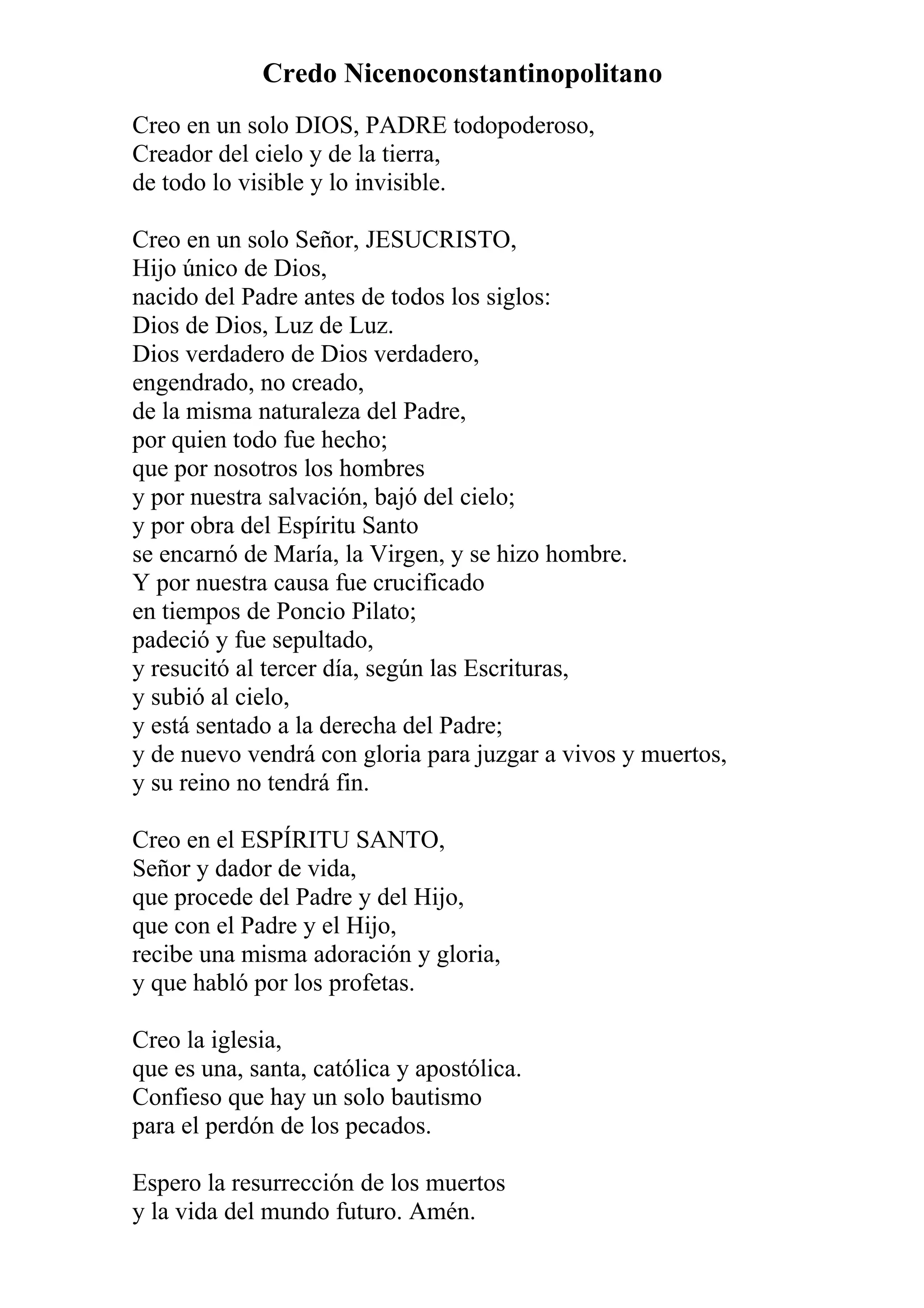 Credo nicenoconstantinopolitano | DOC