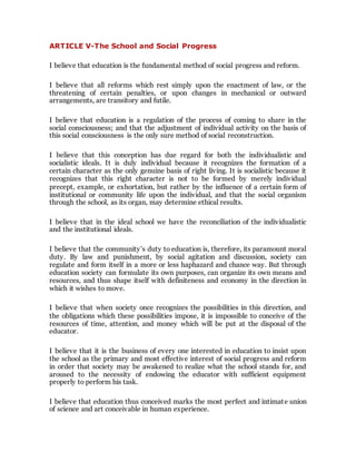 Credo pedagogico jhon dewey | DOCX