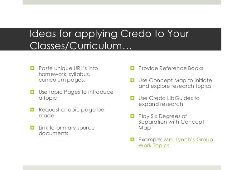 Credo Reference Tutorial