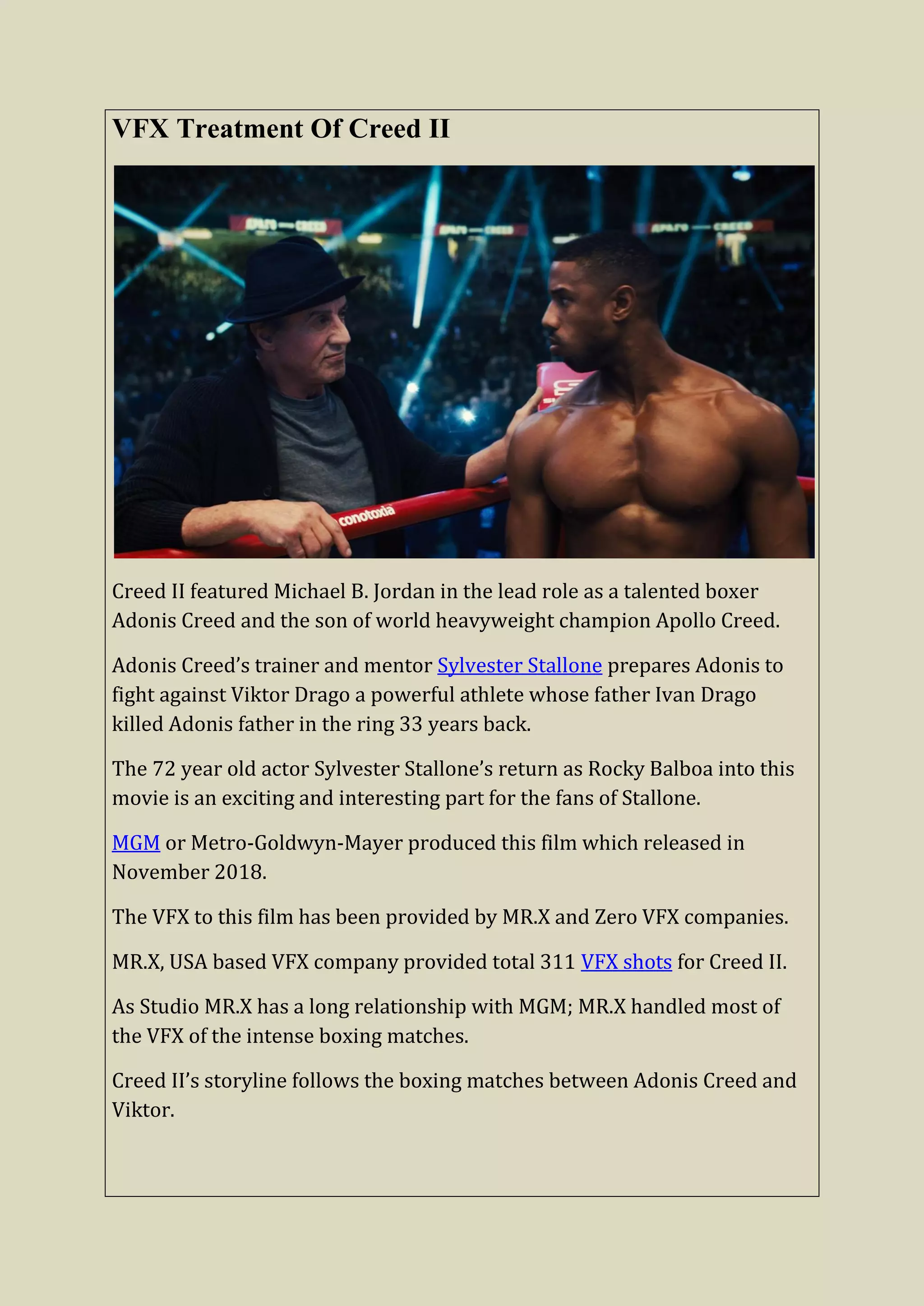 Creed II VFX Breakdown Brief Discussion | PDF