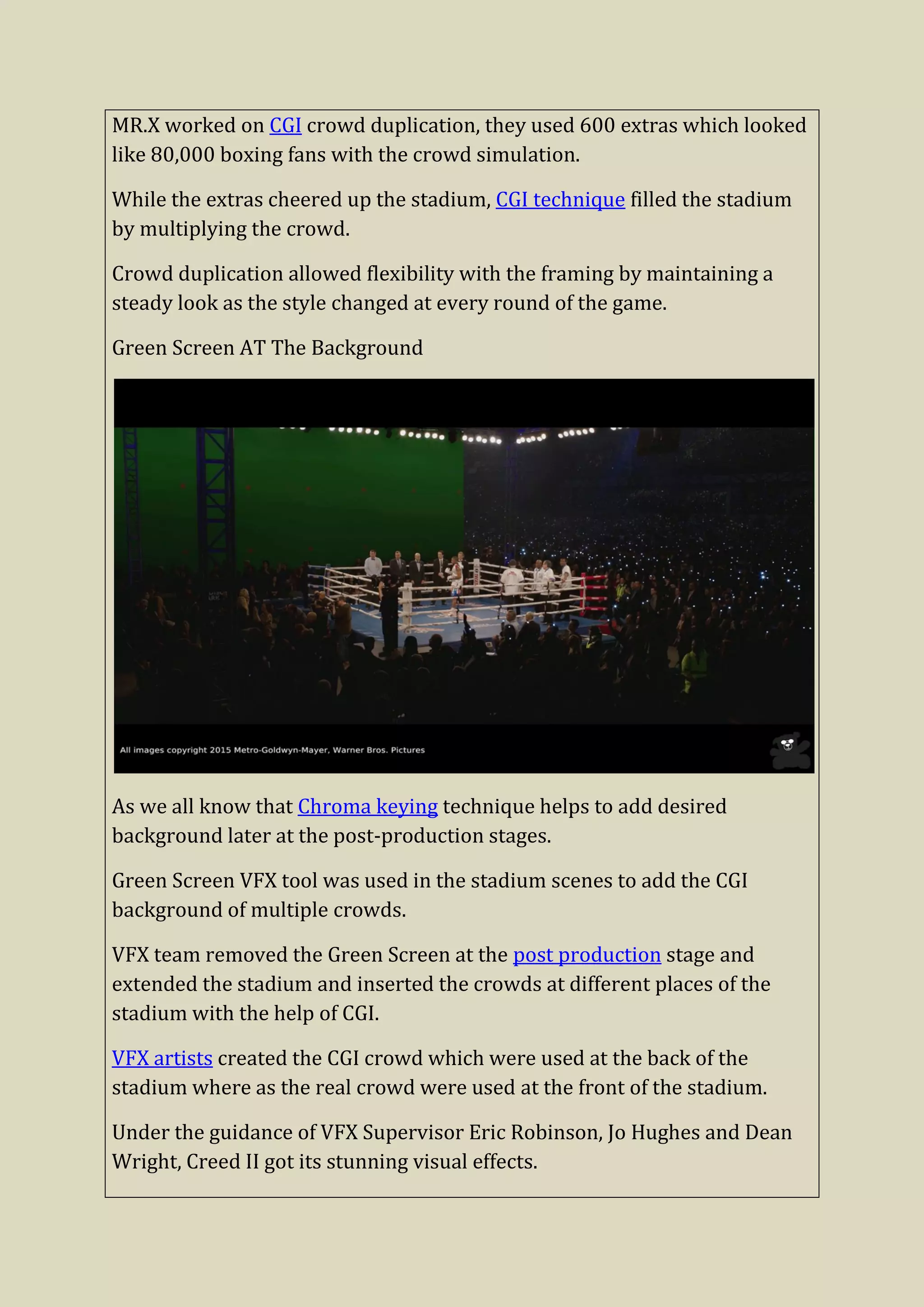 Creed II VFX Breakdown Brief Discussion | PDF