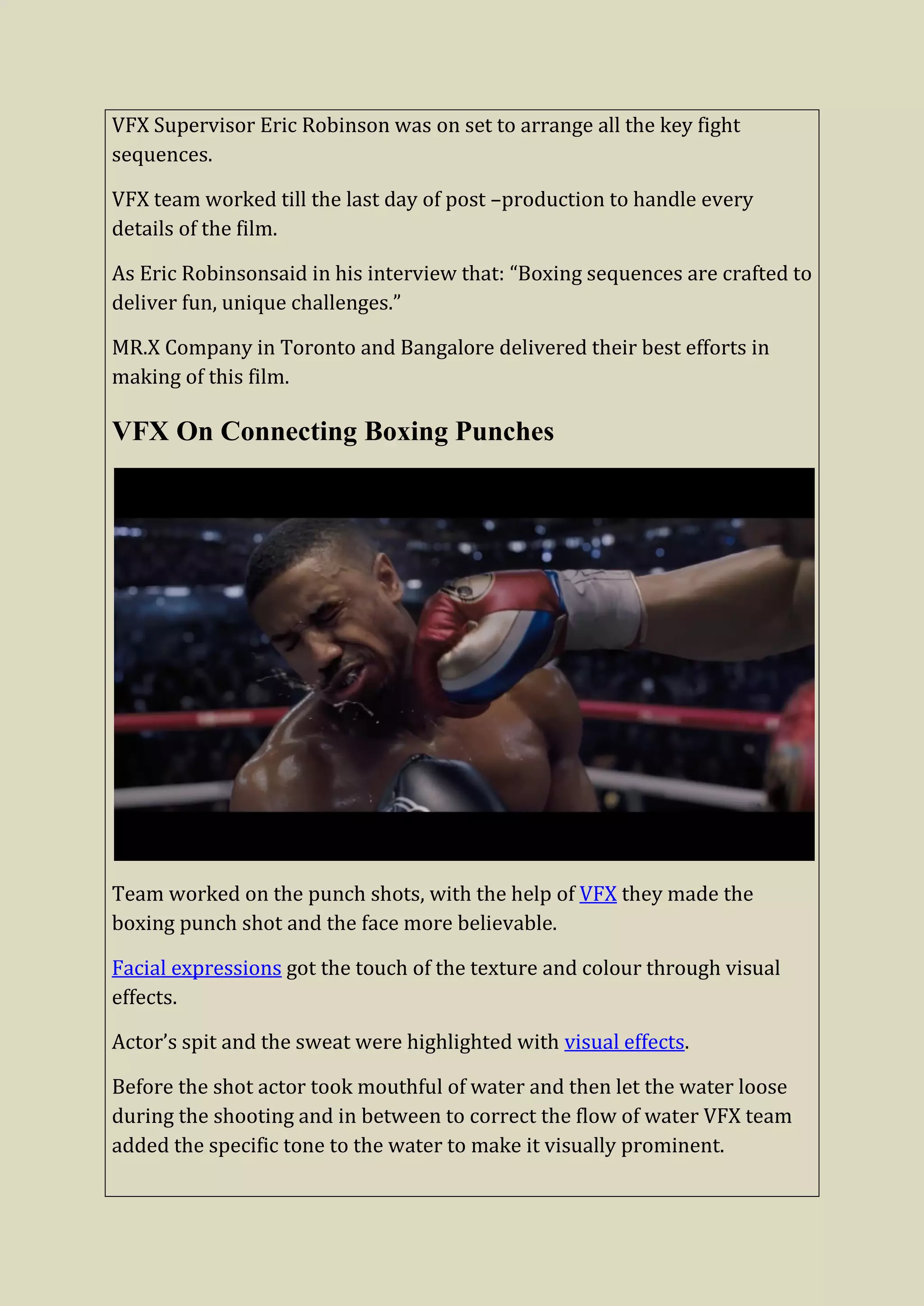 Creed II VFX Breakdown Brief Discussion | PDF