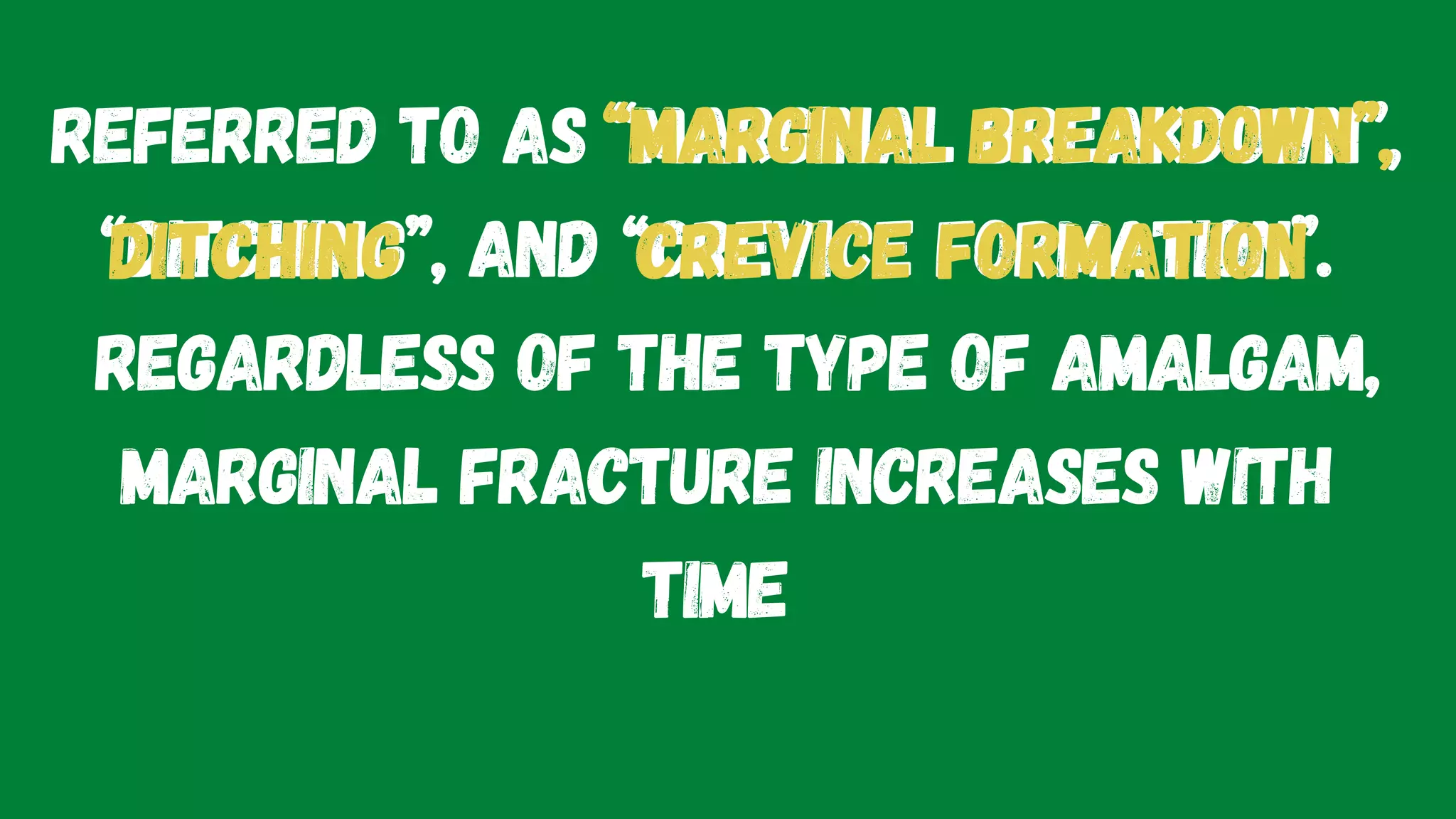 Amalgam Creeps and Marginal Breakdown | PDF