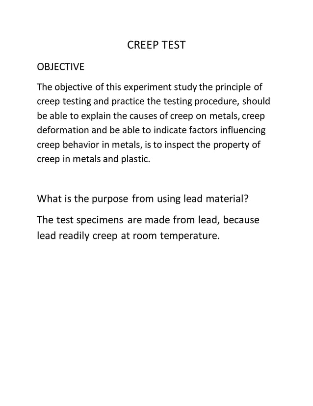 Creep test | PDF