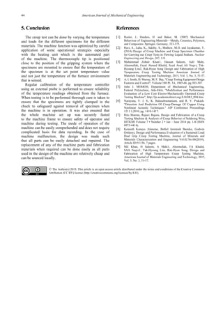 Performance Evaluation of a Low Cost Creep Testing Machine | PDF