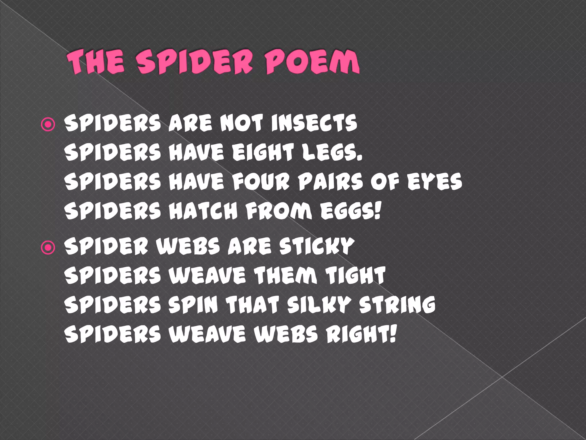 Creepy crawly spiders | PPTX