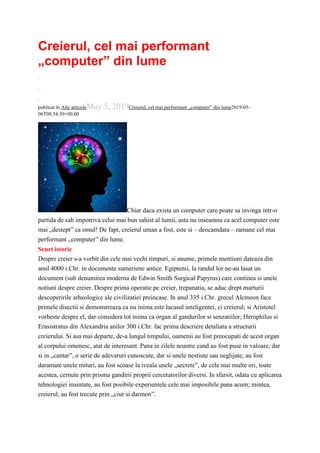 Creierul forma de cunoastere si intelepciune | DOCX