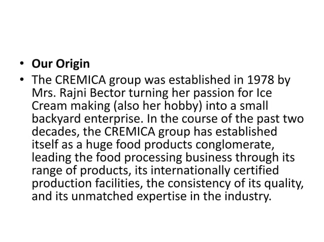 Cremica | PPTX