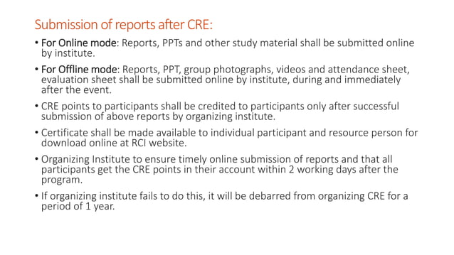 CRE Norms and Guidelines.pptx | Resume Writing and Advice | Job Search