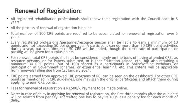 CRE Norms and Guidelines.pptx | Resume Writing and Advice | Job Search