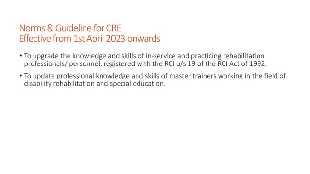 CRE Norms and Guidelines.pptx | Resume Writing and Advice | Job Search