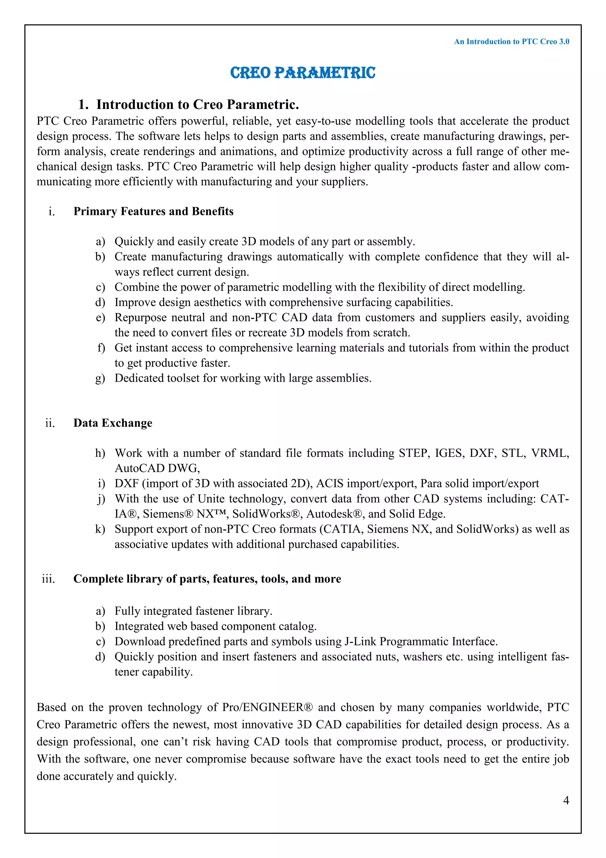 An Introduction to Creo 3.0 | PDF