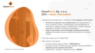 CREODIAS: Cloud for Eath Obseration Data Processing | PPT