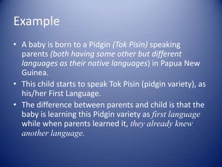 Creole Language Examples