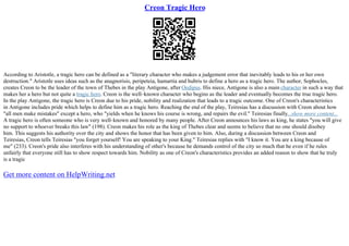 Creon As A Tragic Hero | PPT