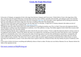 Creon As A Tragic Hero | PPT