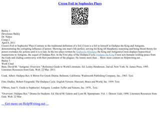 Creon In Sophocles Oedipus The King | PPT