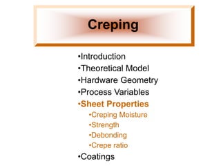 Creping. Tissue machine creping | PDF