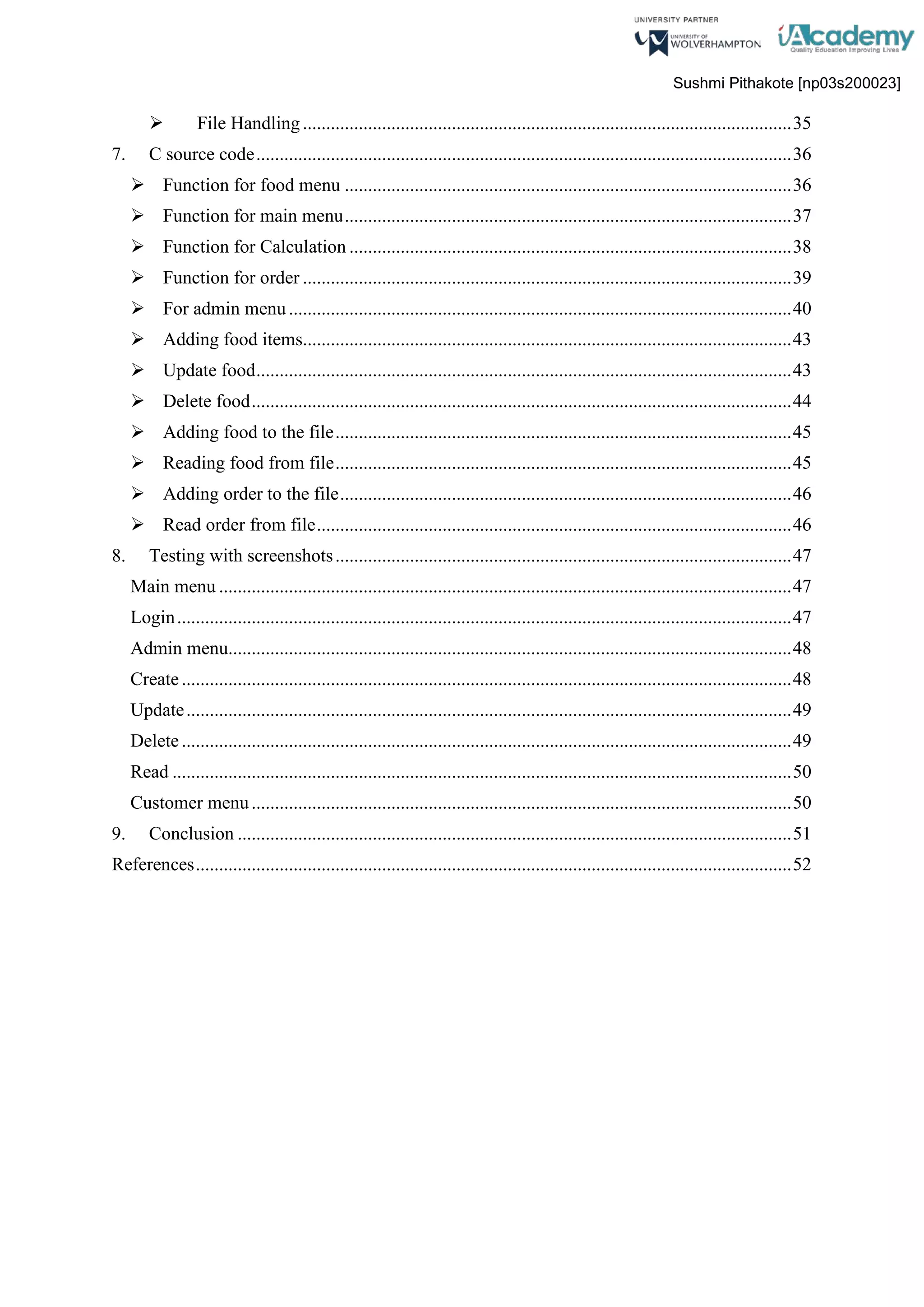 Food Order Management System using C | PDF