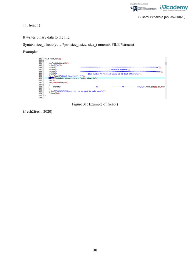 Food Order Management System using C | PDF