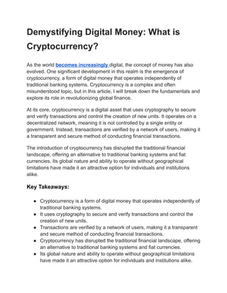 What is Cryptocurrency? | PDF