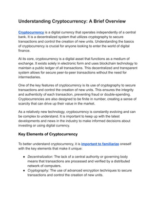 What is Cryptocurrency? | PDF