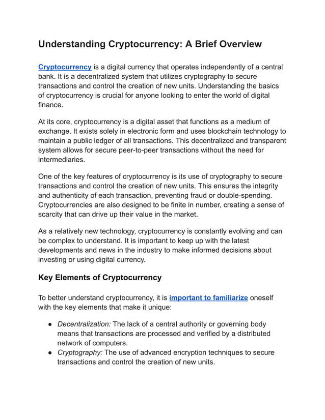 What is Cryptocurrency? | PDF