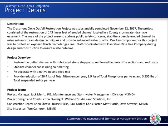 Crestmont circle outfall restoration | PPTX