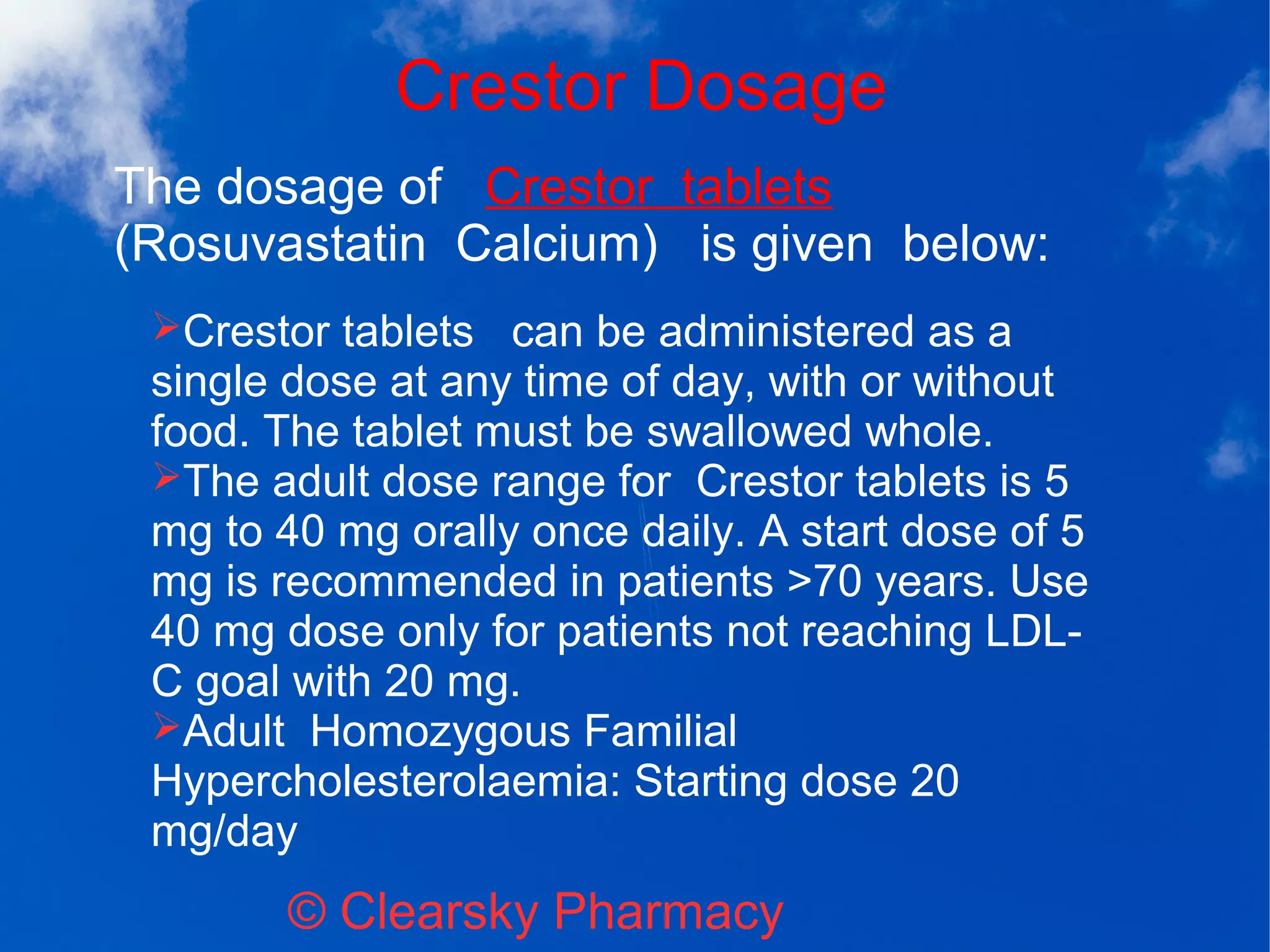 Crestor (Rosuvastatin Tablets) | ODP