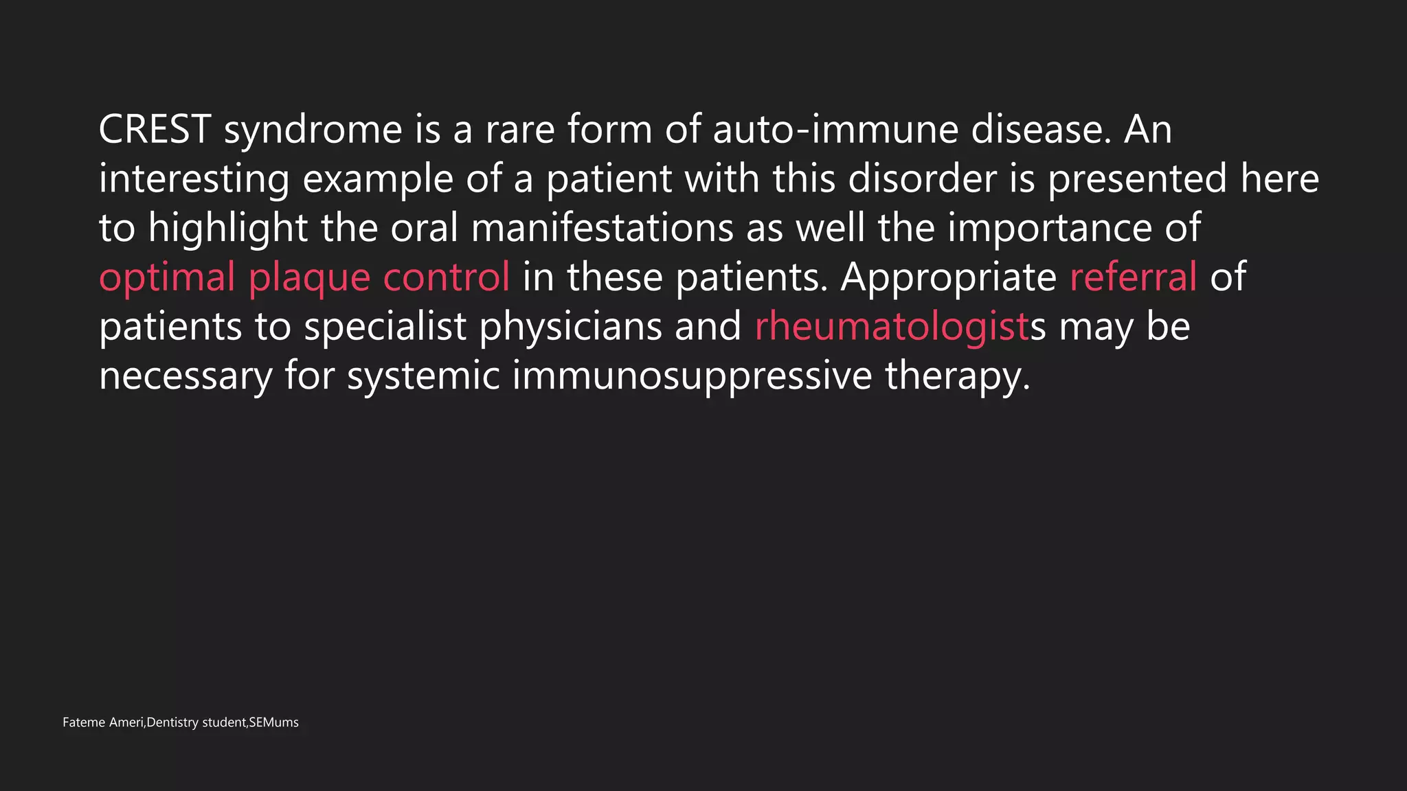 Crest syndrome | PPTX