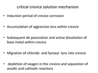 Crevice corrosion | PPTX
