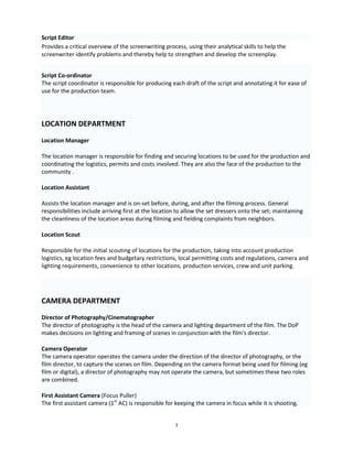 Film & TV Production Roles and Departments | PDF