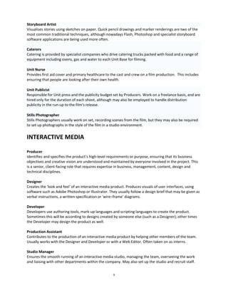 Film & TV Production Roles and Departments | PDF