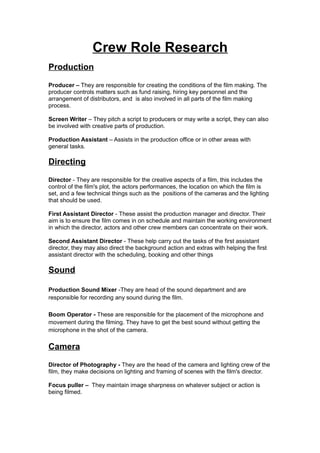 Crew roles research | PDF