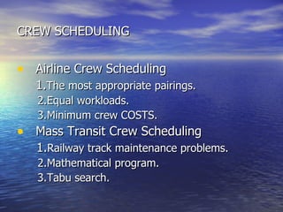 CREW SCHEDULING | PPT