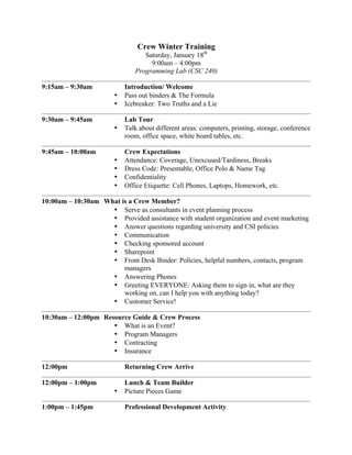 Crew Winter Training Schedule | PDF