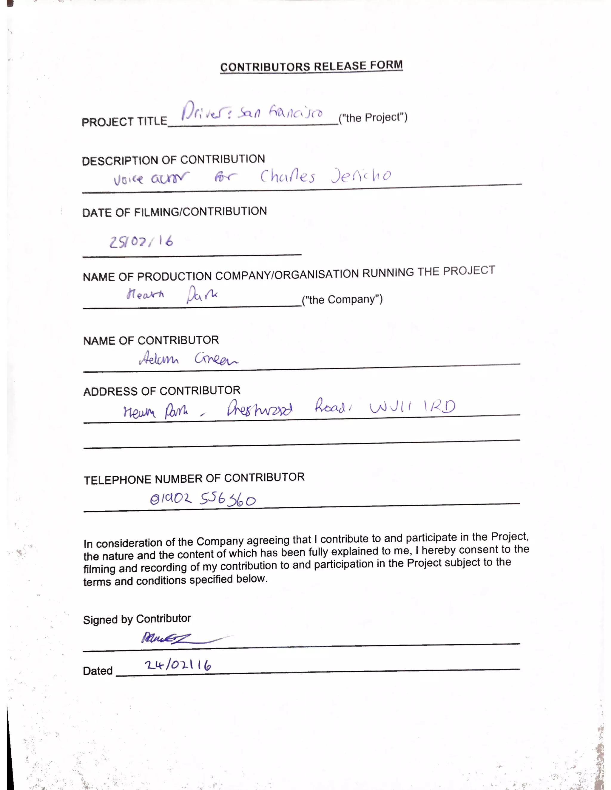 Contributors Release Forms for Radio Production | PDF