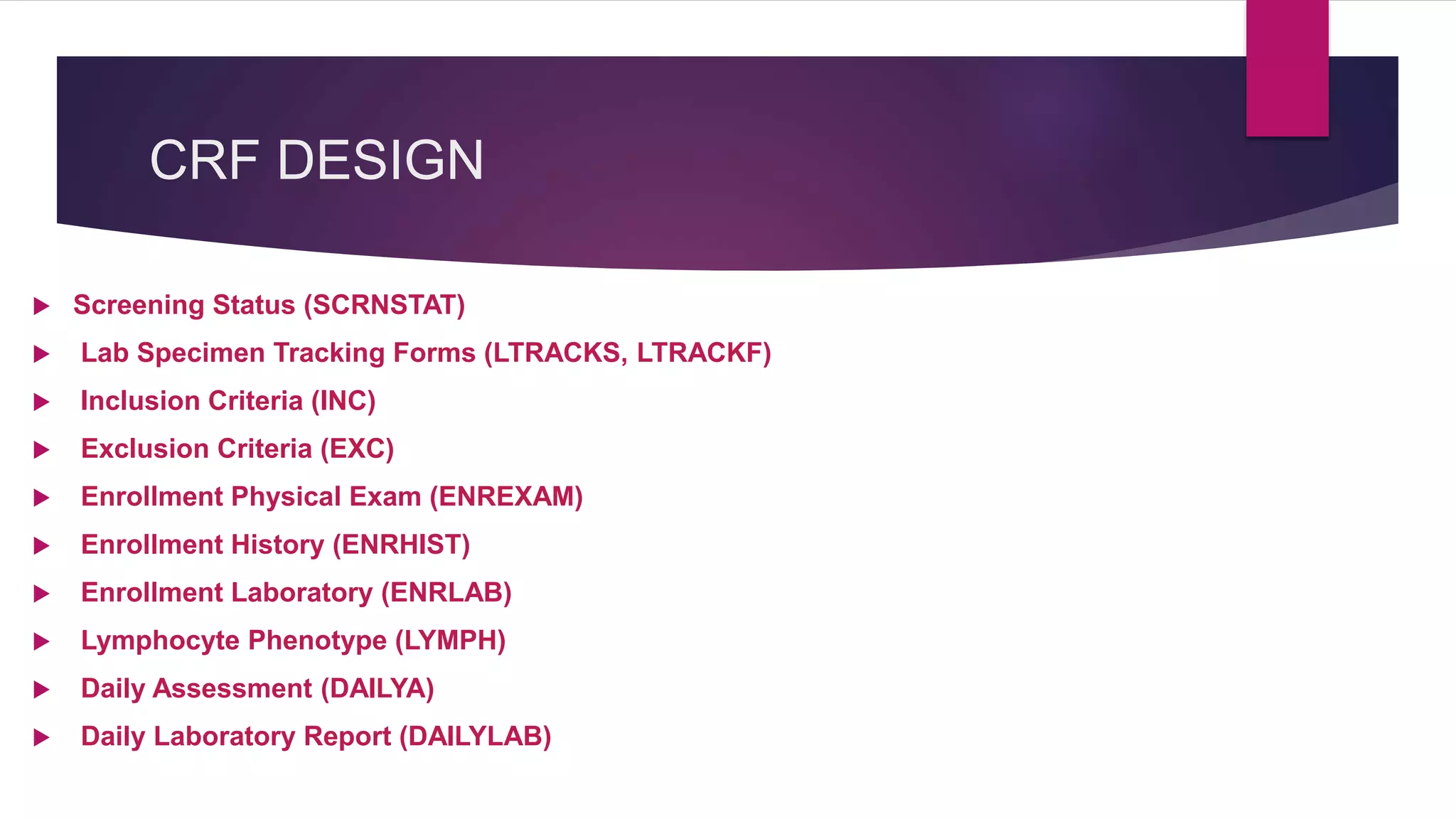 Case Report Form (CRF) | PPTX