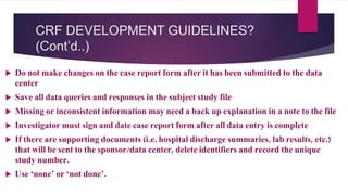 Case Report Form (CRF) | PPTX